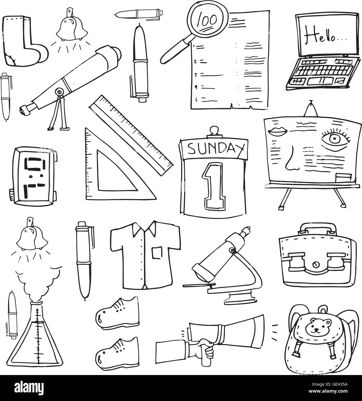 Classroom supplies doodles school education Stock Vector Image & Art ...