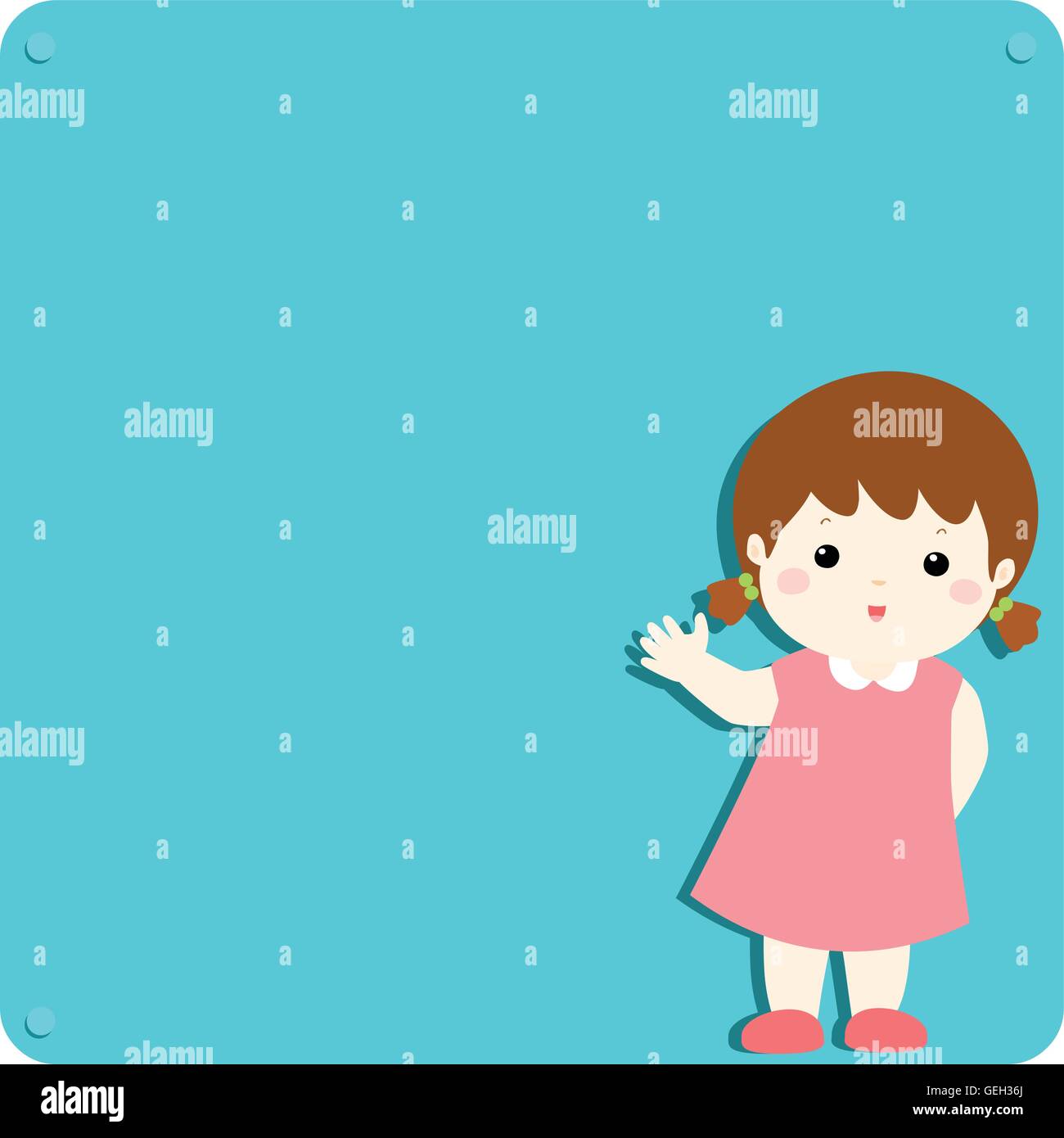 Cute girl explains at the blank board vector illustration Stock Vector ...