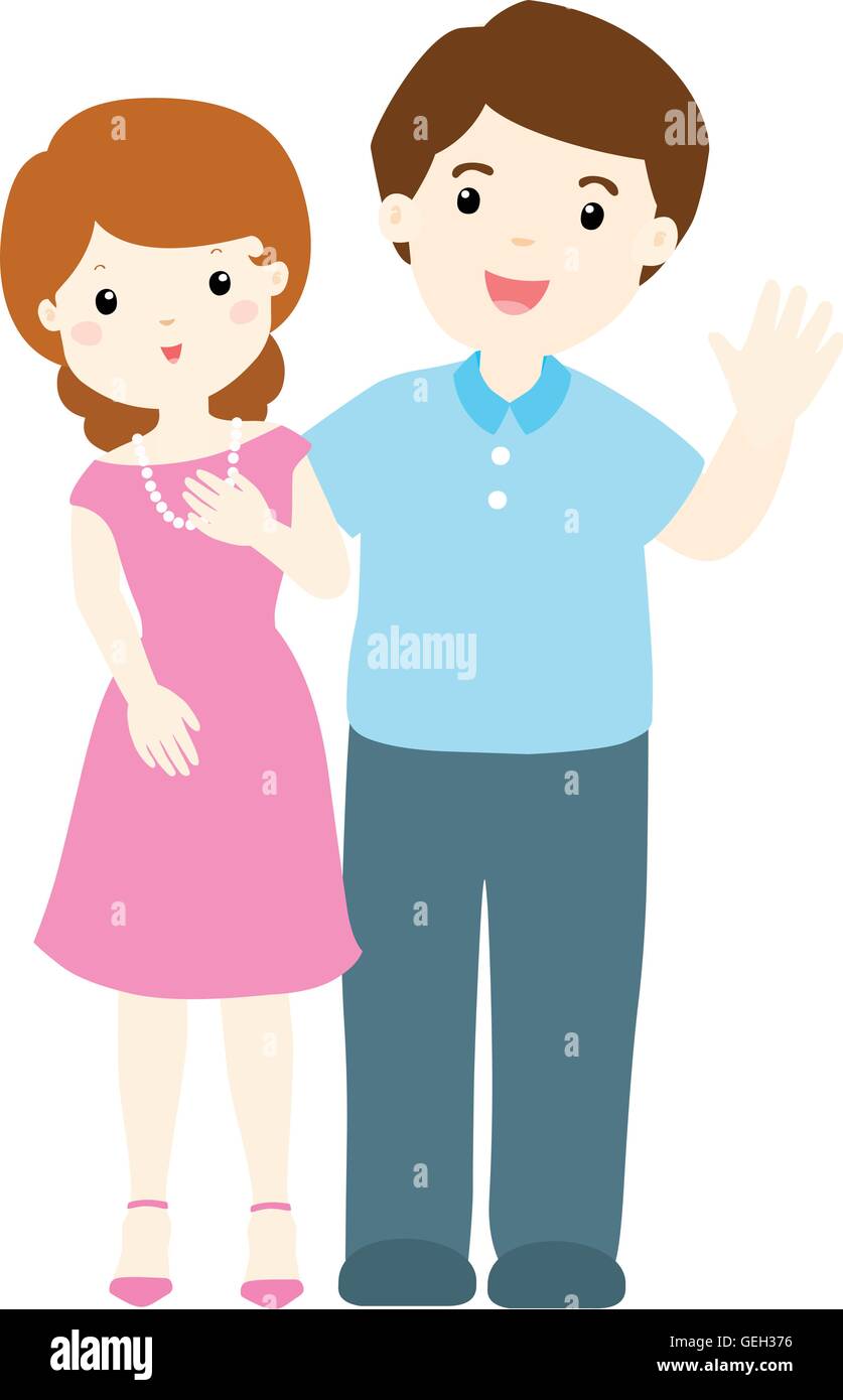 Happy couple cartoon character vector illustration Stock Vector Image ...