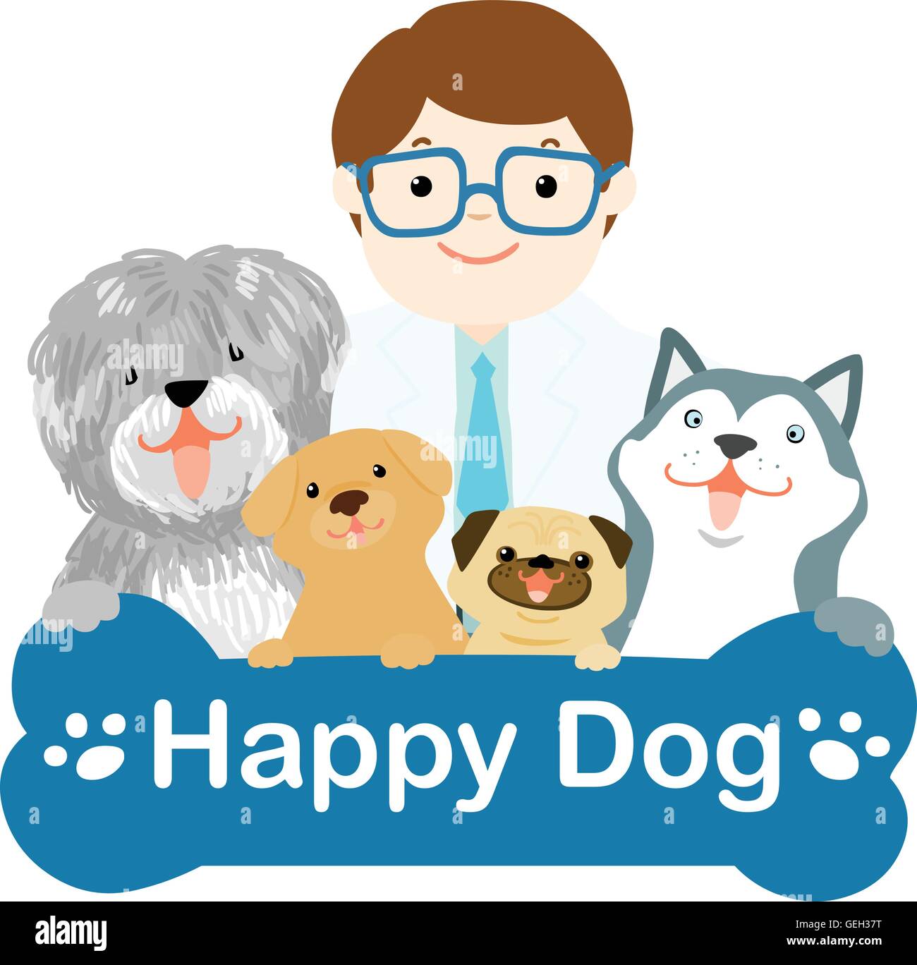 veterinarian and dogs different breed on sign board Stock Vector Image ...