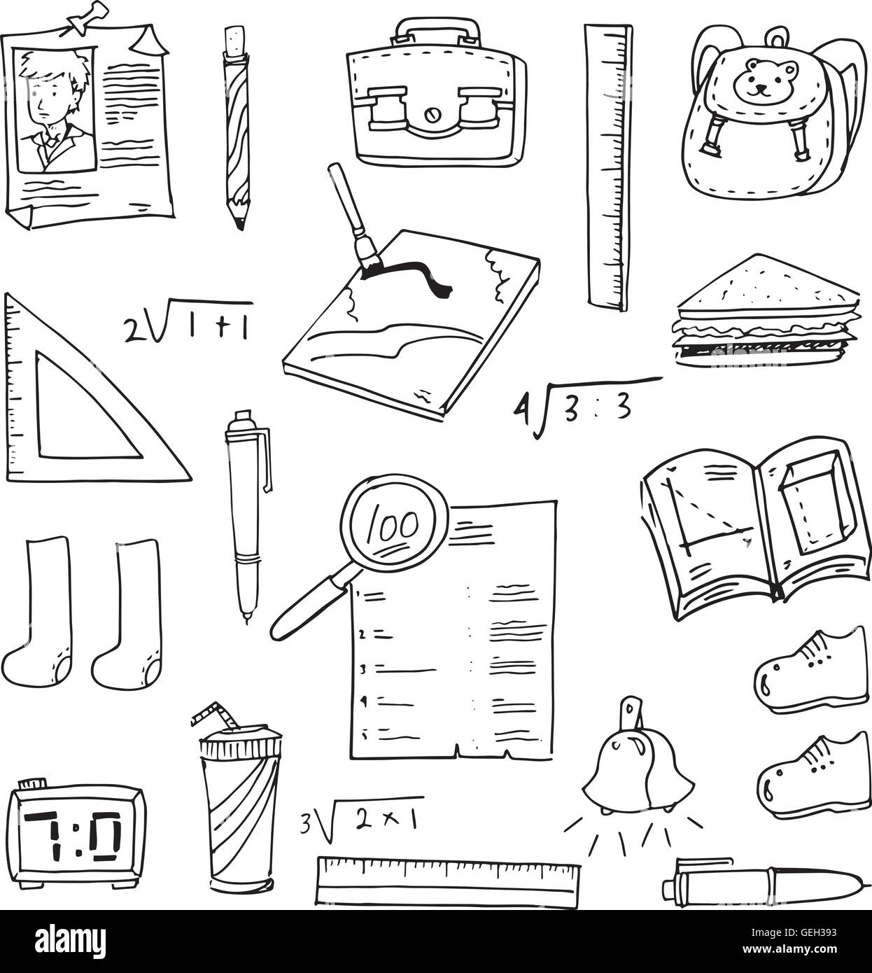 Doodle of collection school supplies Stock Vector Image & Art - Alamy