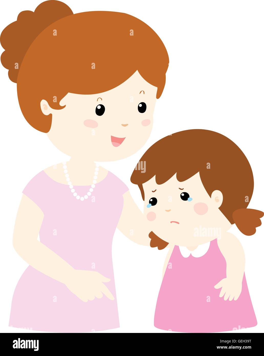 sweet mommy soothes crying daughter vector illustration Stock Vector ...