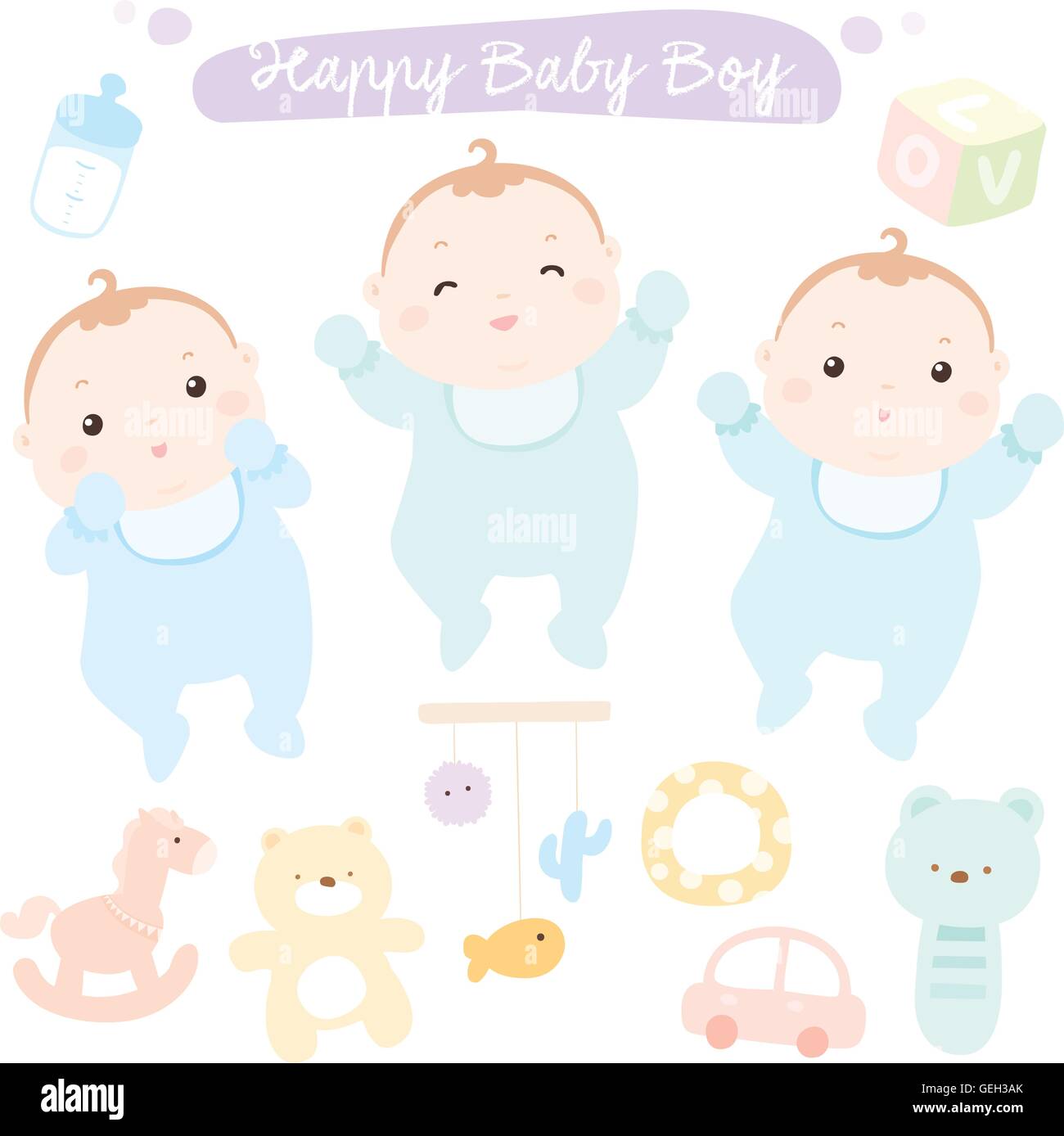 Happy new little cute baby boys vector illustration Stock Vector Image ...