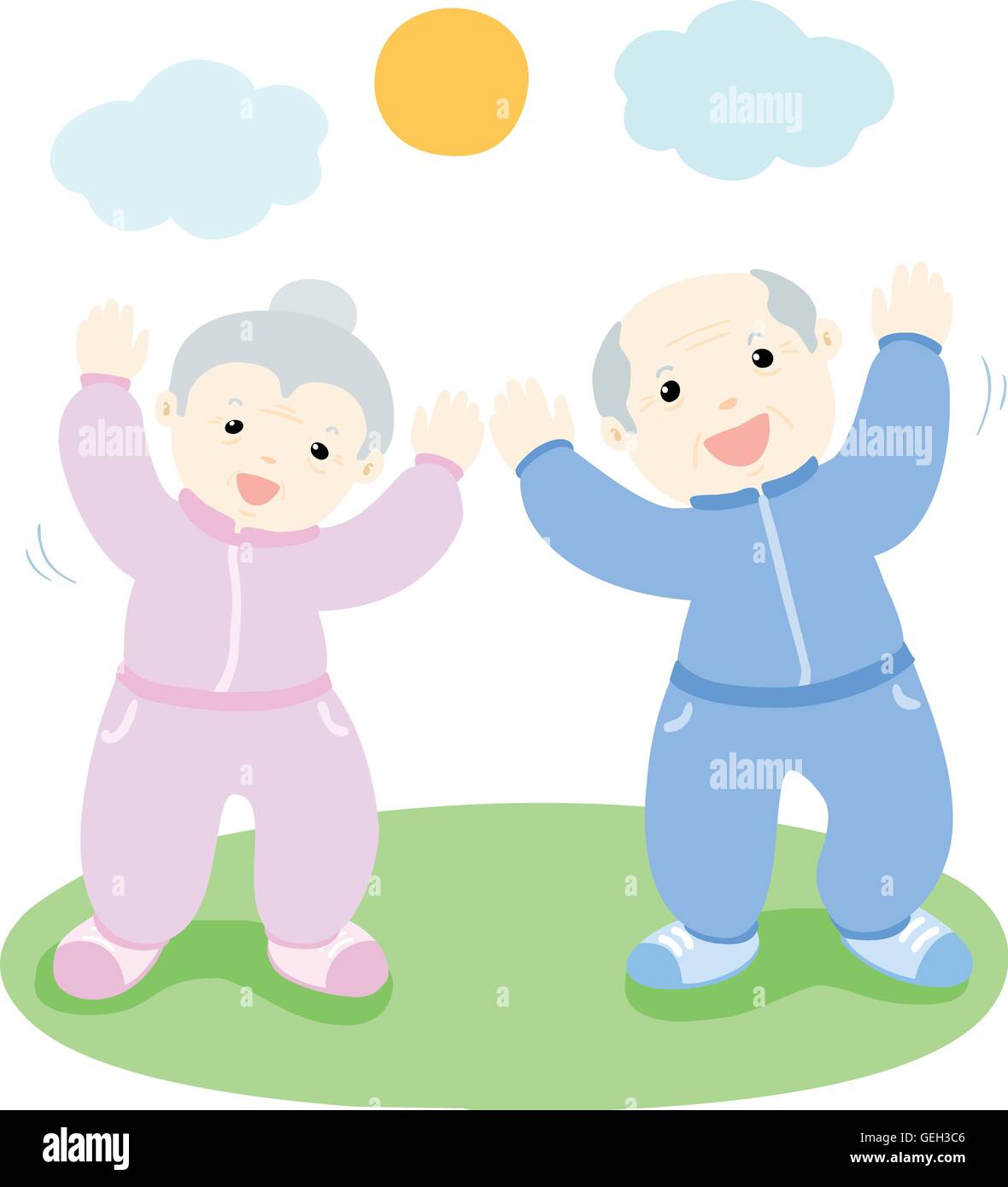 happy senior love to exercise vector illustration Stock Vector Image ...