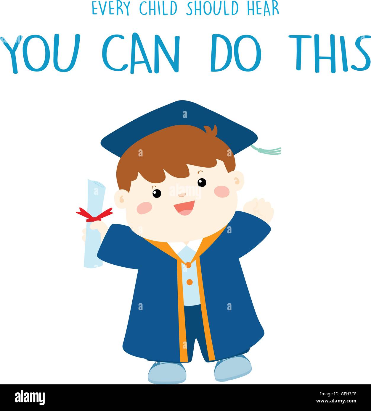 Happy boy graduate in academic gown cartoon vector illustration Stock ...
