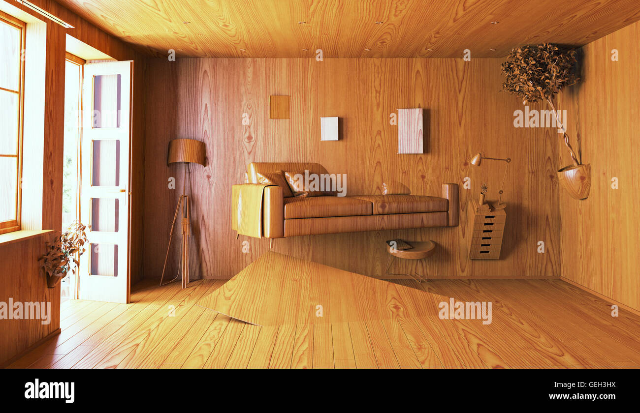 wooden interior. 3d concept Stock Photo - Alamy