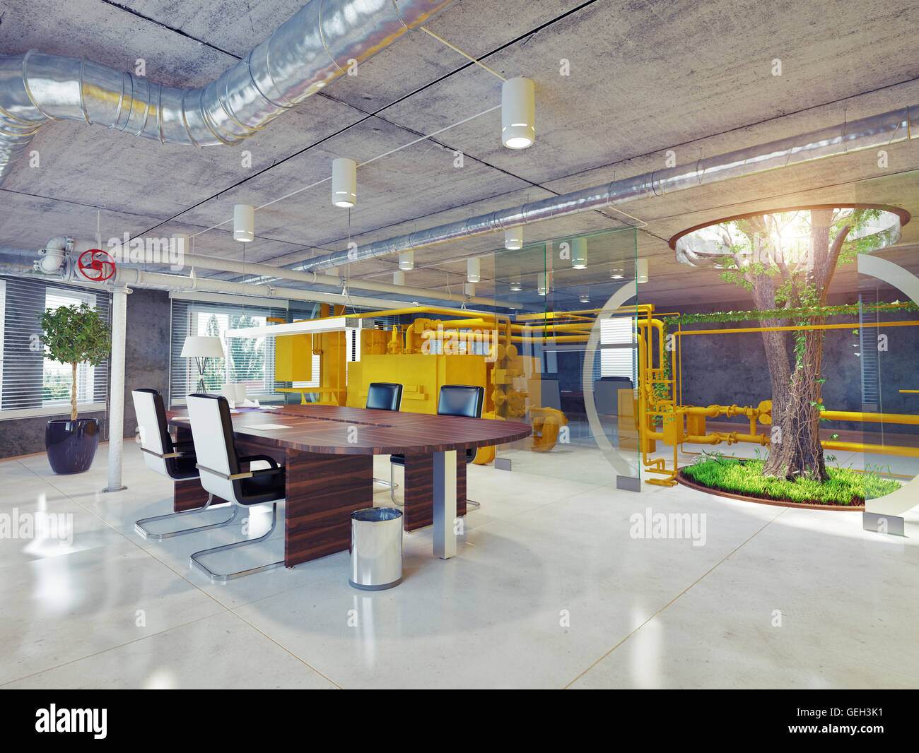 modern eco office interior. 3d architectural concept Stock Photo - Alamy