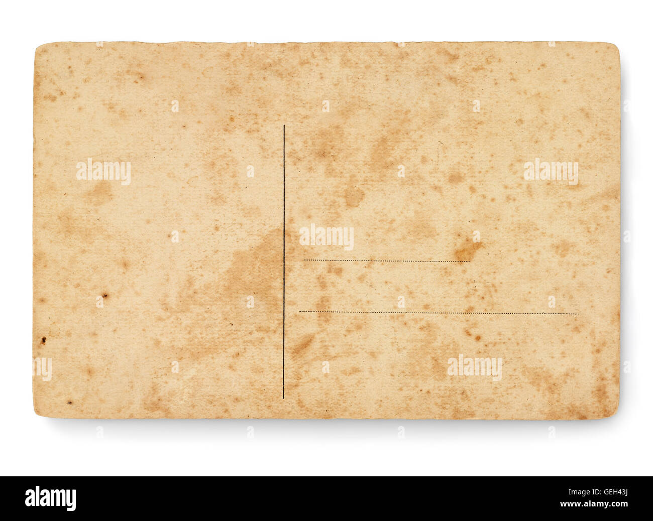 Back view postcard with ancient texture. Clipping path Stock Photo - Alamy