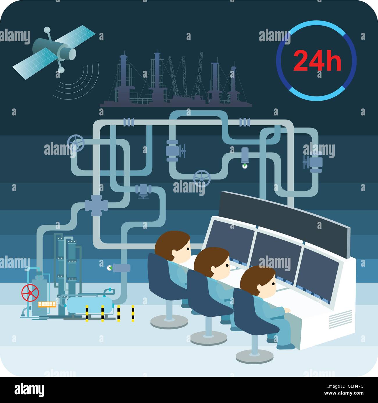 monitoring 24 hour system info graphic vector illustration Stock Vector ...