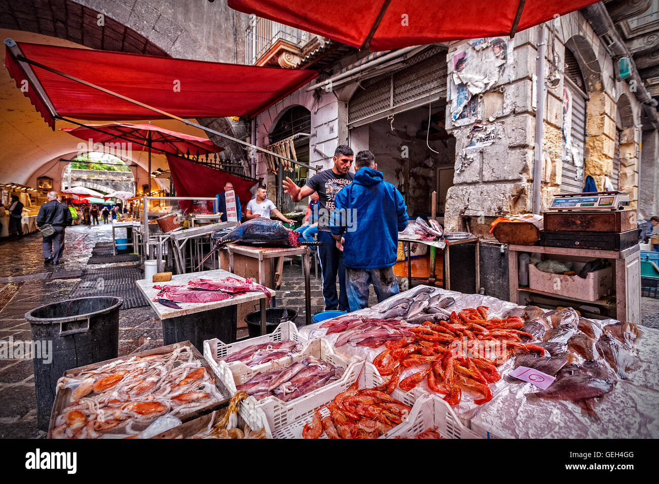 Italy Sicily Catania - Fish market Stock Photo - Alamy