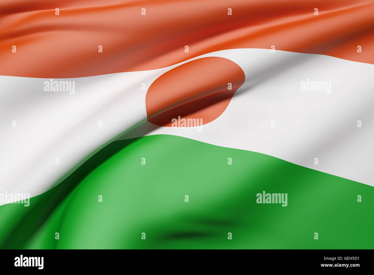 3d rendering of Republic of Niger flag waving Stock Photo - Alamy