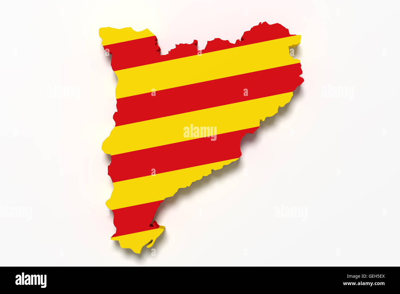 3d rendering of map of Catalonia with Catalonia flag Stock Photo - Alamy