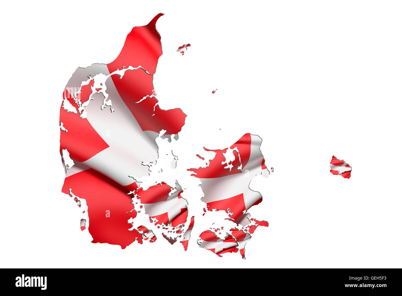 3d rendering of Denmark map and flag on white background Stock Photo ...