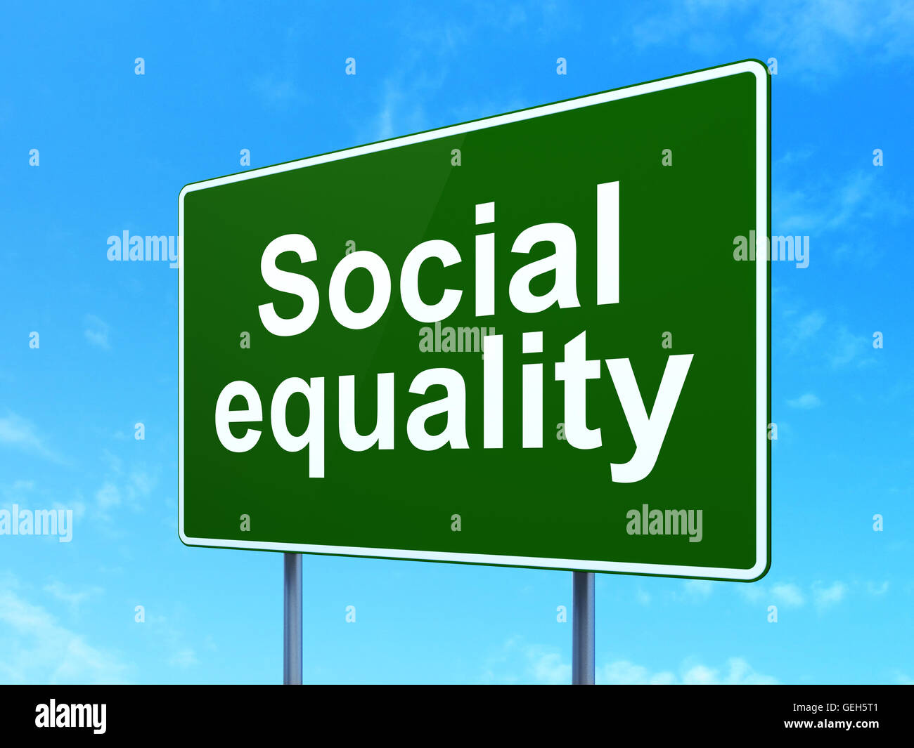 Political concept: Social Equality on road sign background Stock Photo ...