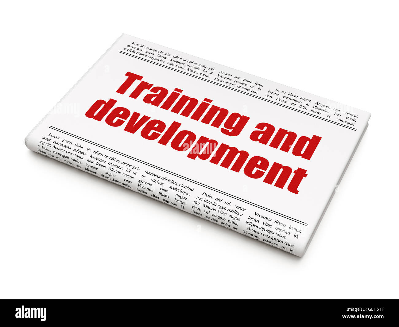 Learning concept: newspaper headline Training and Development Stock ...