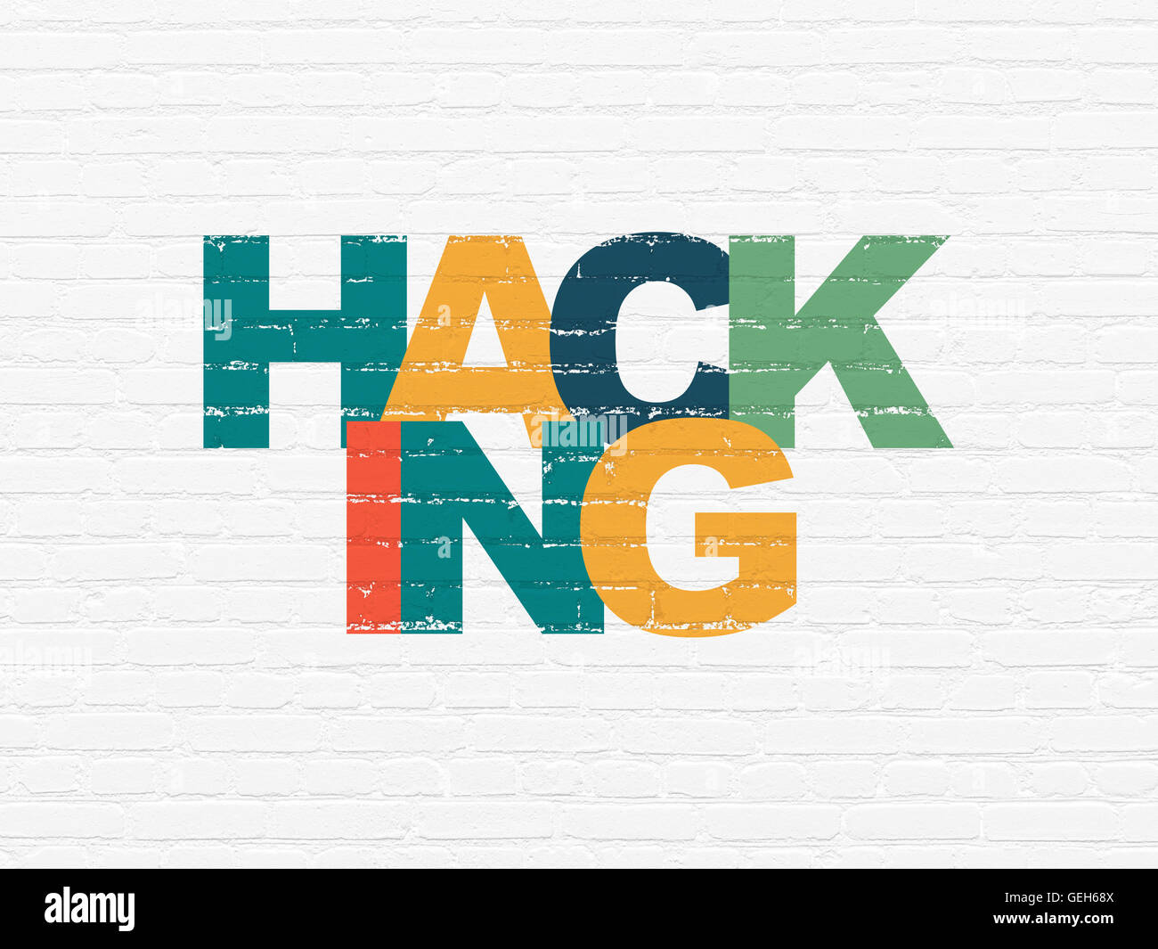 Safety concept: Hacking on wall background Stock Photo - Alamy