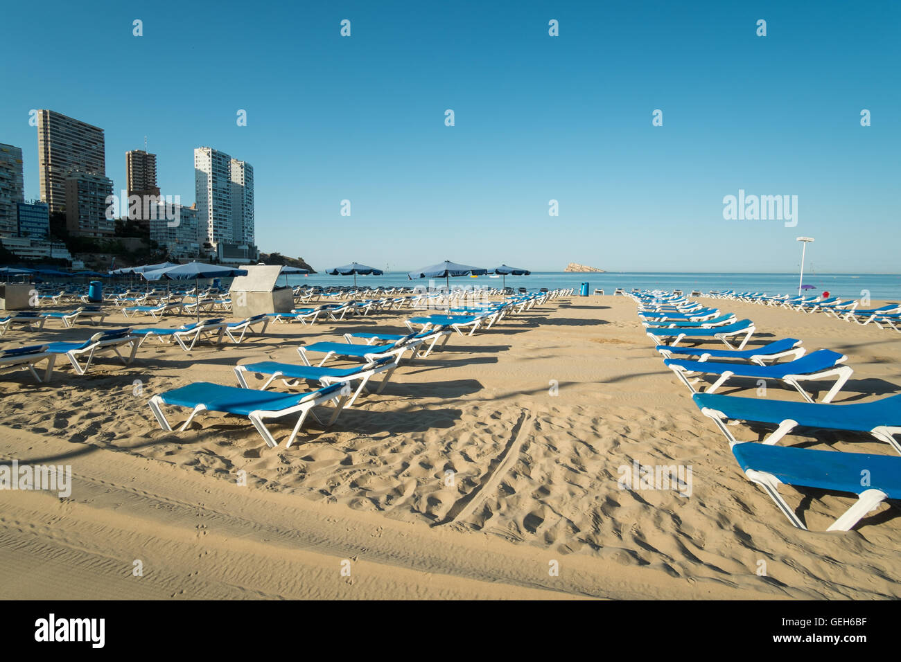 Sunny Benidorm beach resort, Costa Blanca, Spain Stock Photo - Alamy