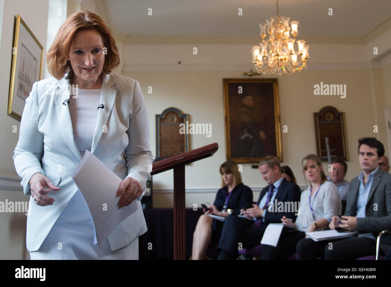 Suzanne Evans leaves after making a statement at Mary Sumner House in ...