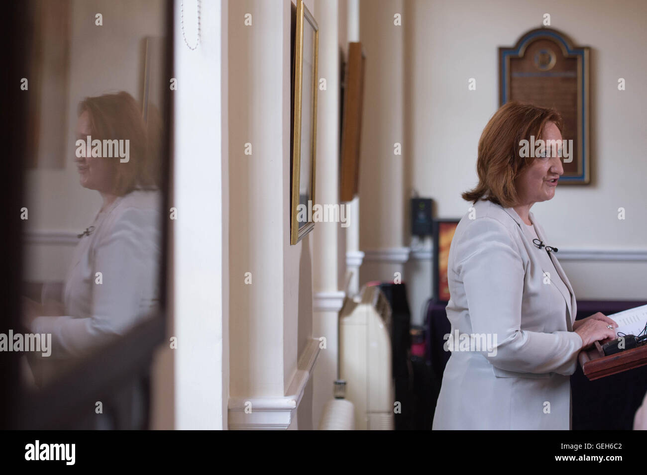 Suzanne Evans makes a statement at Mary Sumner House in Westminster ...
