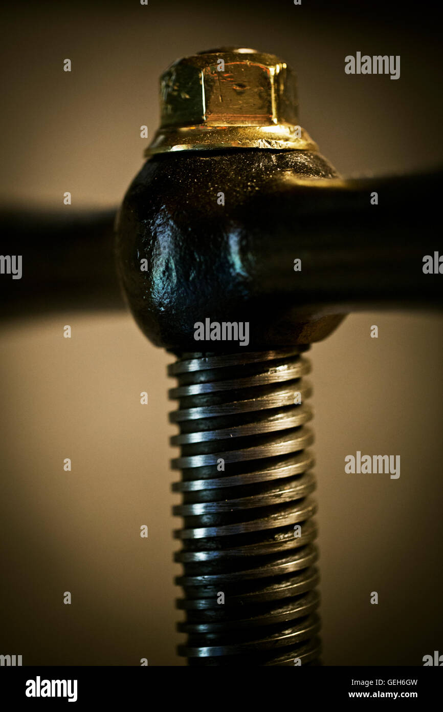The wooden handle and thread of a screw press Stock Photo - Alamy