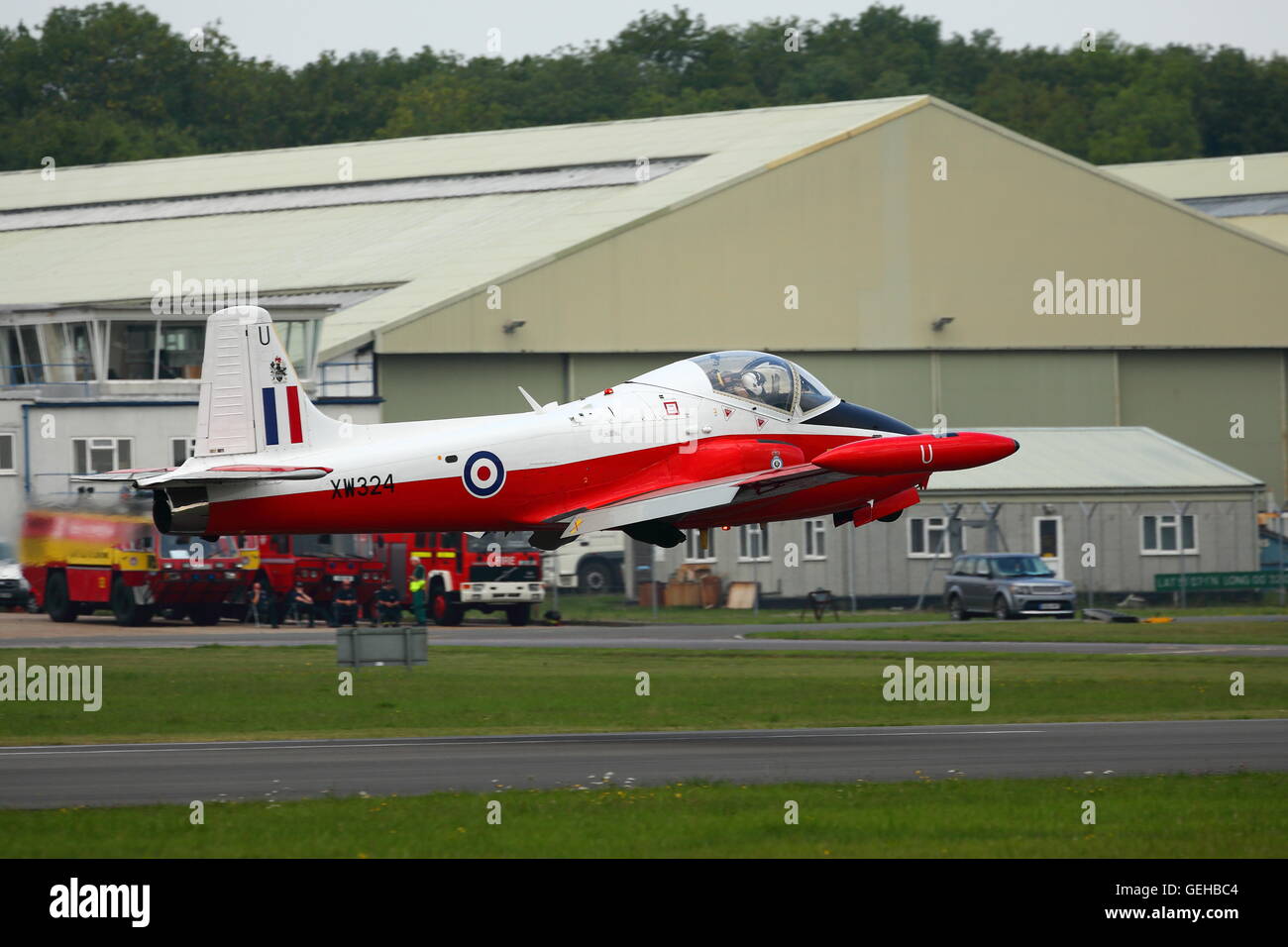 BAC Jet Provost T5A flying low over Dunsfold Aerodrome in Surrey Stock ...