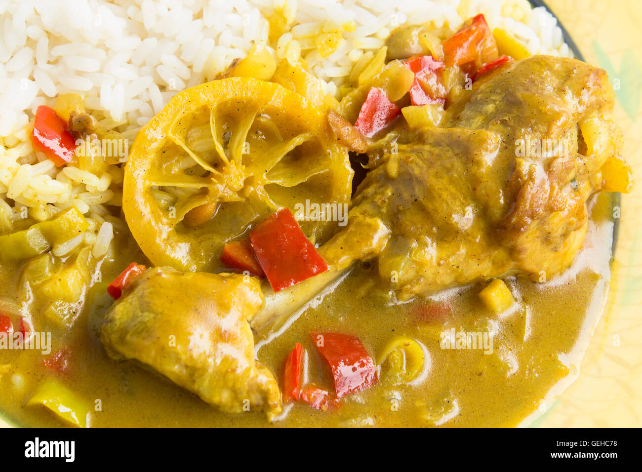 Indian Chicken Curry with Lemon Stock Photo - Alamy