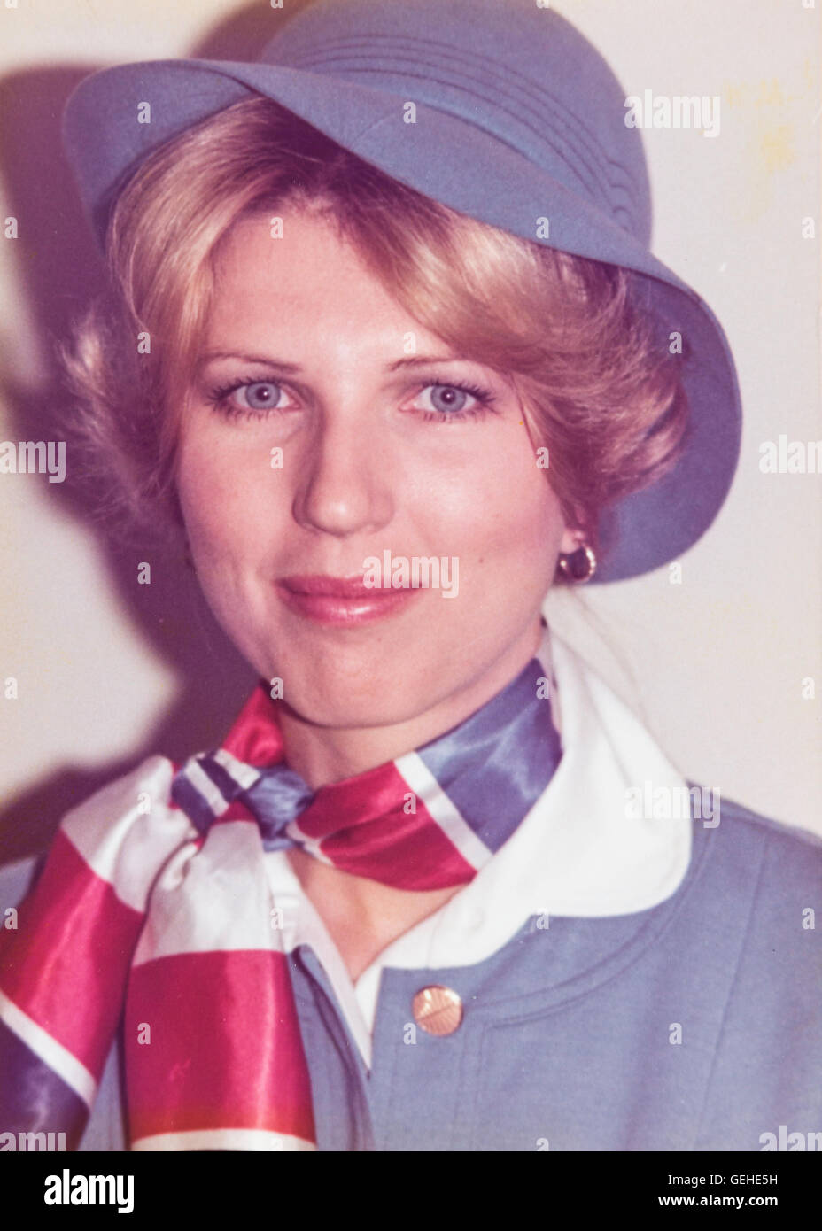 Pan American Flight Attendant Cheryl Acrey in Uniform, 1970's, USA ...