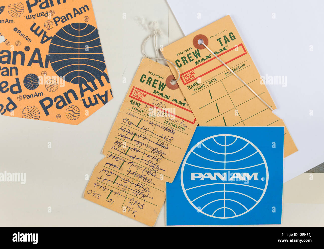 Pan American Airlines Crew Tags and Logo, Still Life Stock Photo - Alamy