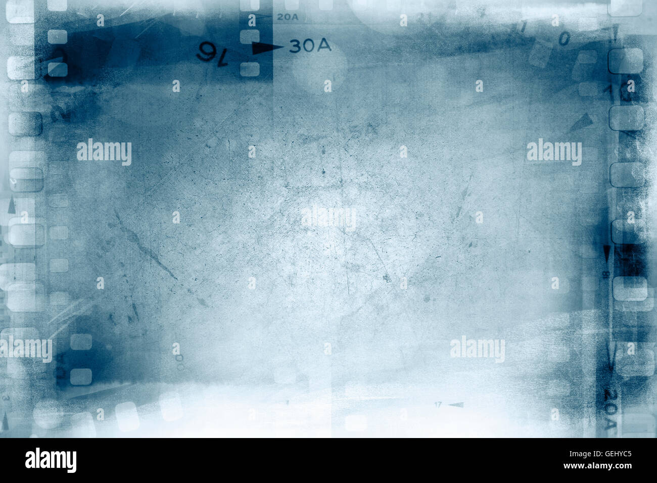 Cinema blue background with retro filmstrip hi-res stock photography ...