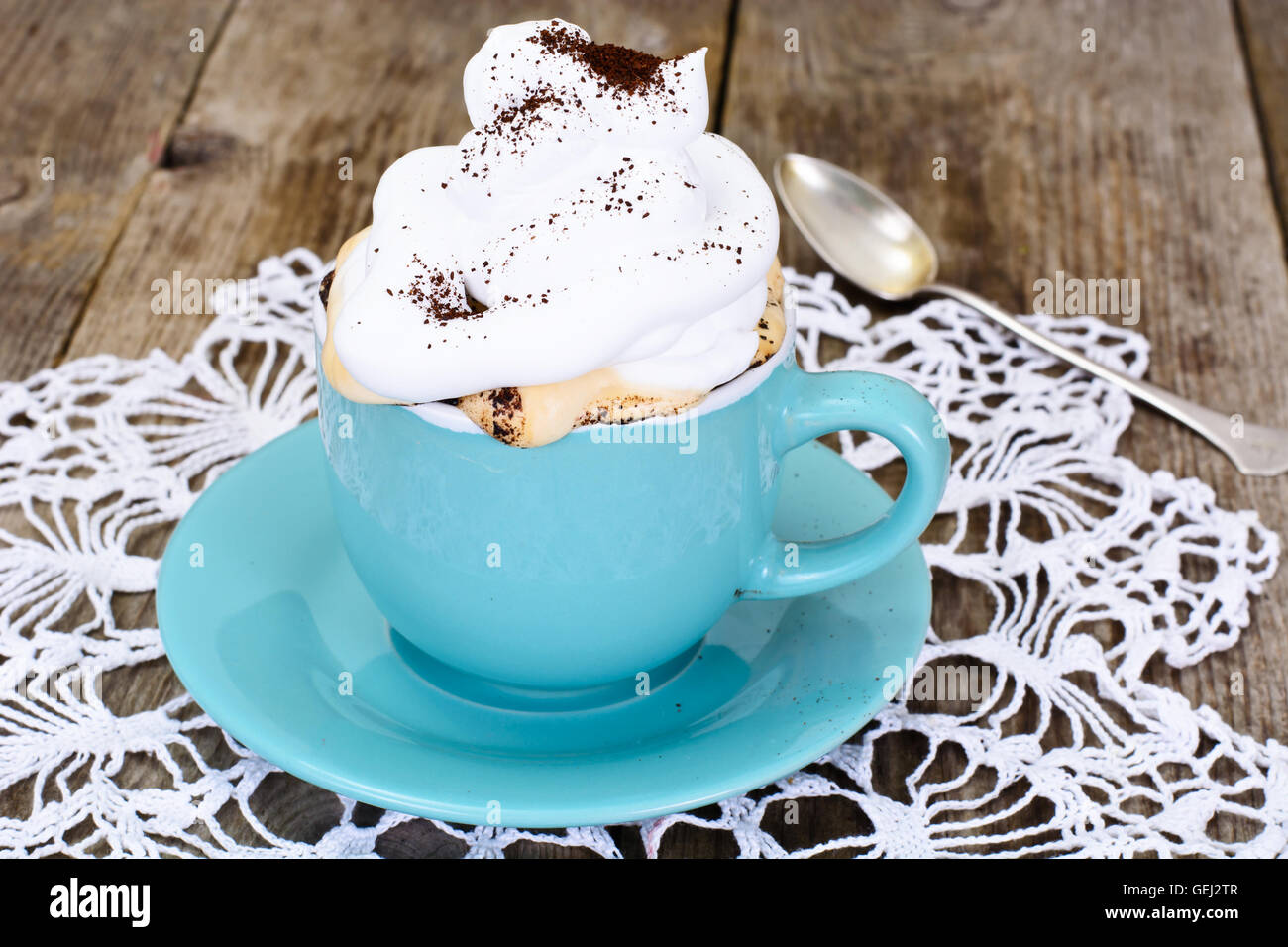 Coffee with Whipped Cream Caramel Stock Photo - Alamy