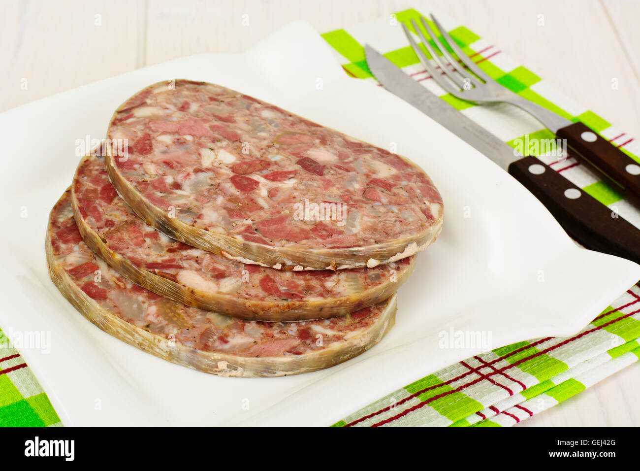 Saltisons, Brawn Homemade Ham Stock Photo - Alamy