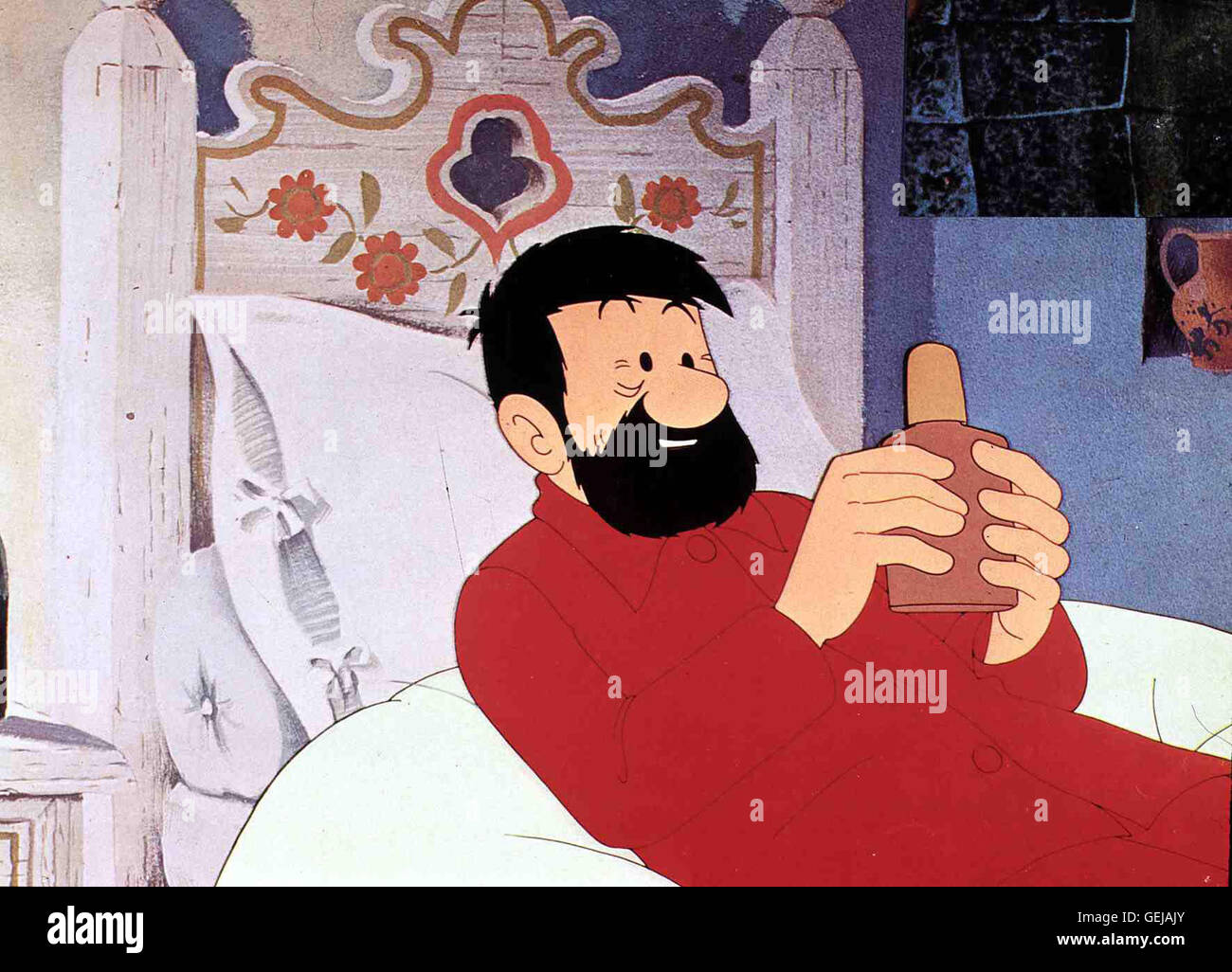 Der ewig fluchende Kapitaen unterstuetzt Tim und Struppi, wenn er sich ...