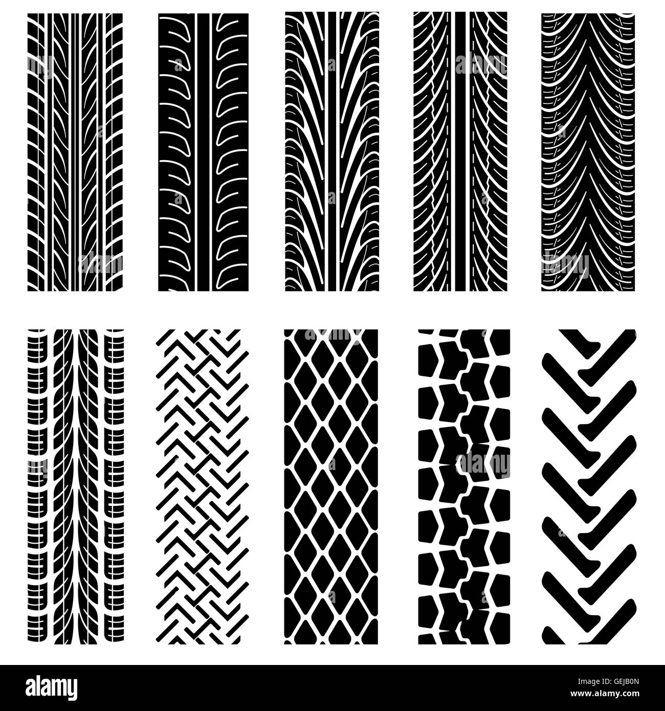 Set of detailed tire prints, illustration Stock Photo - Alamy