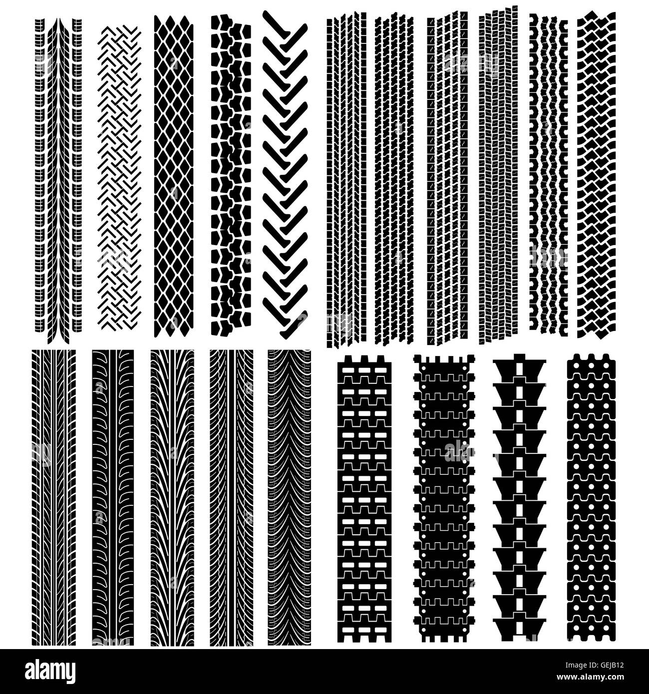 Set of detailed tire prints, illustration Stock Photo - Alamy