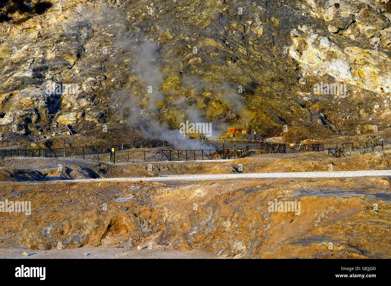 Campi Flegrei, Campania, Italy. The Solfatara volcano. Sulphur on the ...