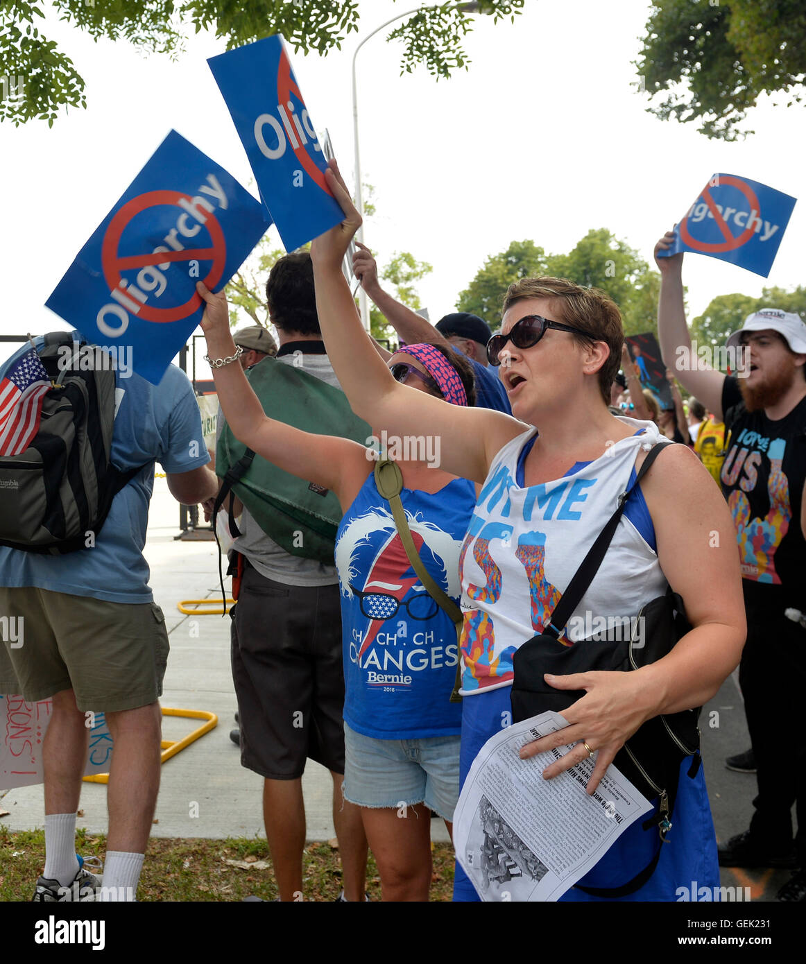 Philadelphia, USA. 25th July, 2016. Supporters of Bernie Sanders ...