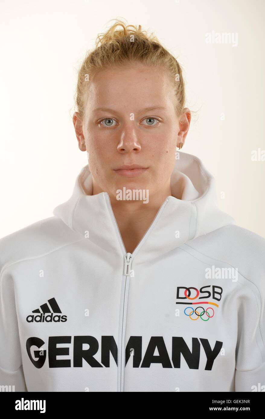 Laura Lindemann poses at a photocall during the preparations for the ...