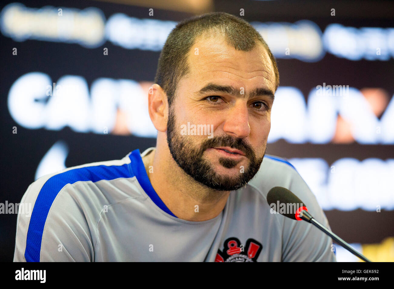 Press conference middle Danilo field during Corinthians'ining heg held at CT Joaquim Grava, East ...