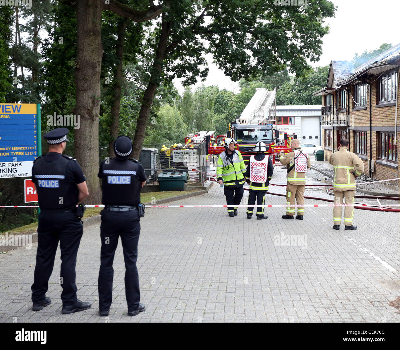 Bordon, Hampshire, UK. 26th July, 2016. More than 50 firefighters are ...