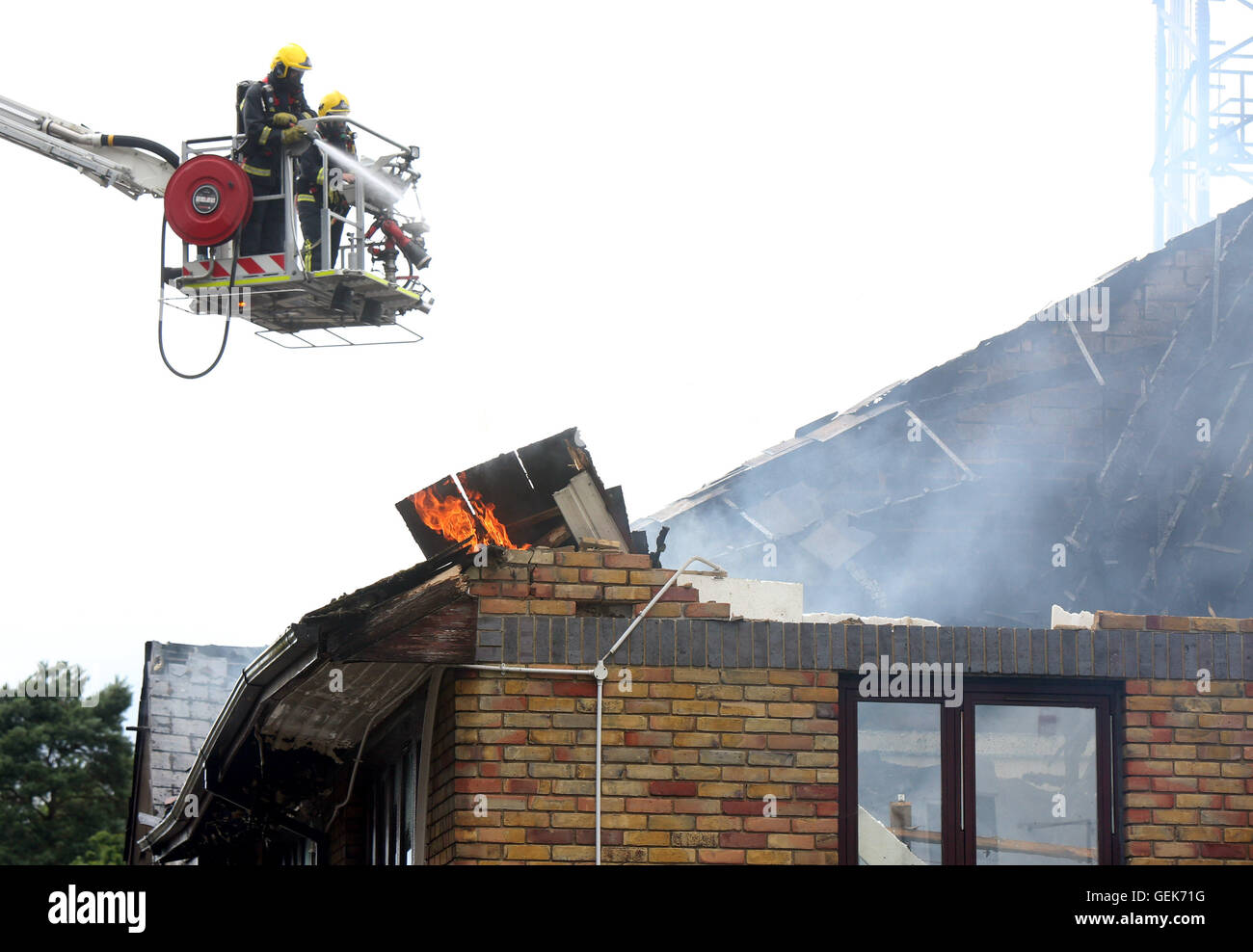 Bordon, Hampshire, UK. 26th July, 2016. More than 50 firefighters are ...