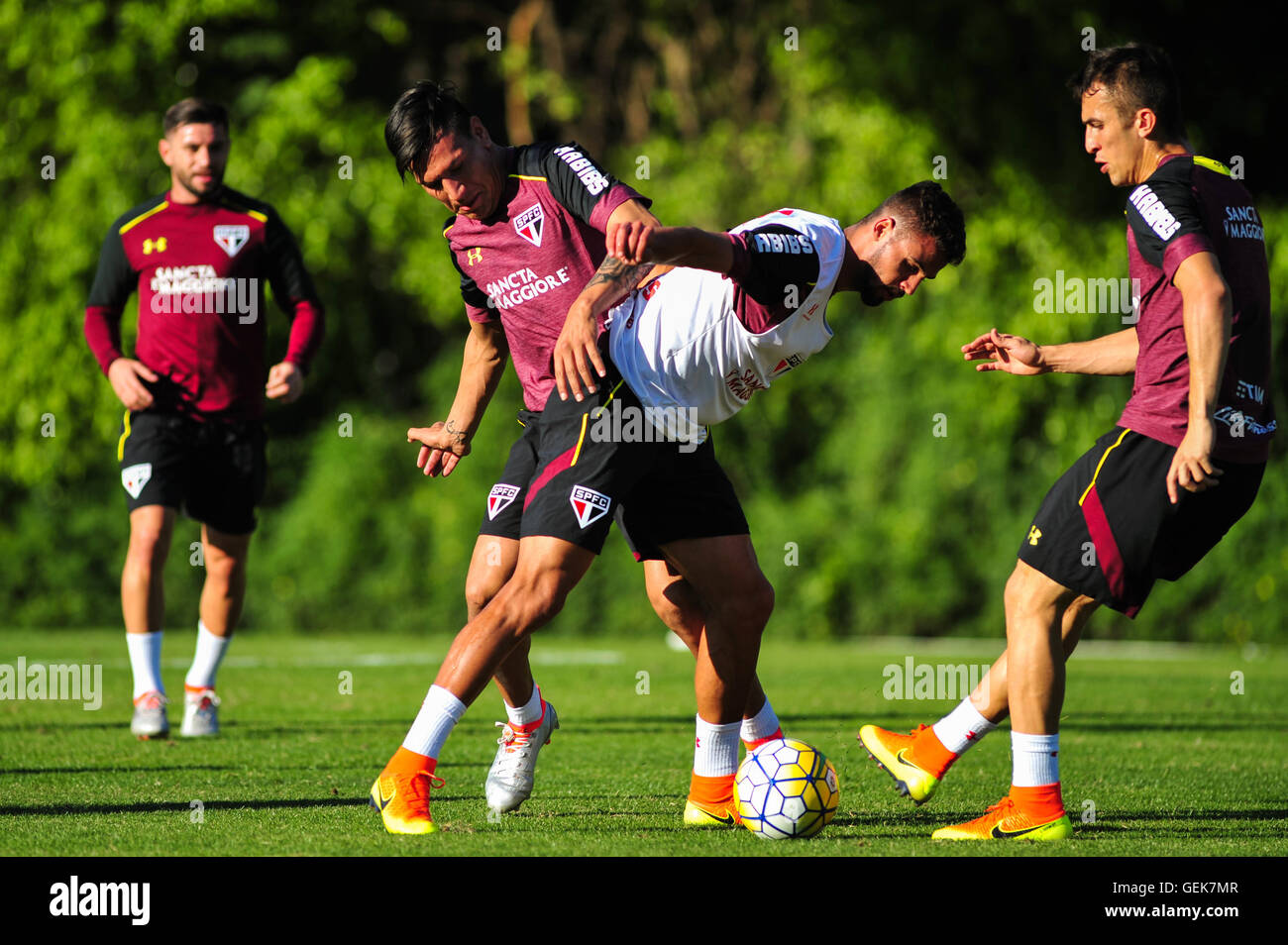 Chavez and Luc?o during training the S?o Paulo Football Club, held at ...