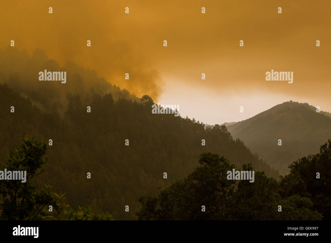 Monterey, CA, USA. 26th July, 2016. A heavy smoke layer covered the sky ...