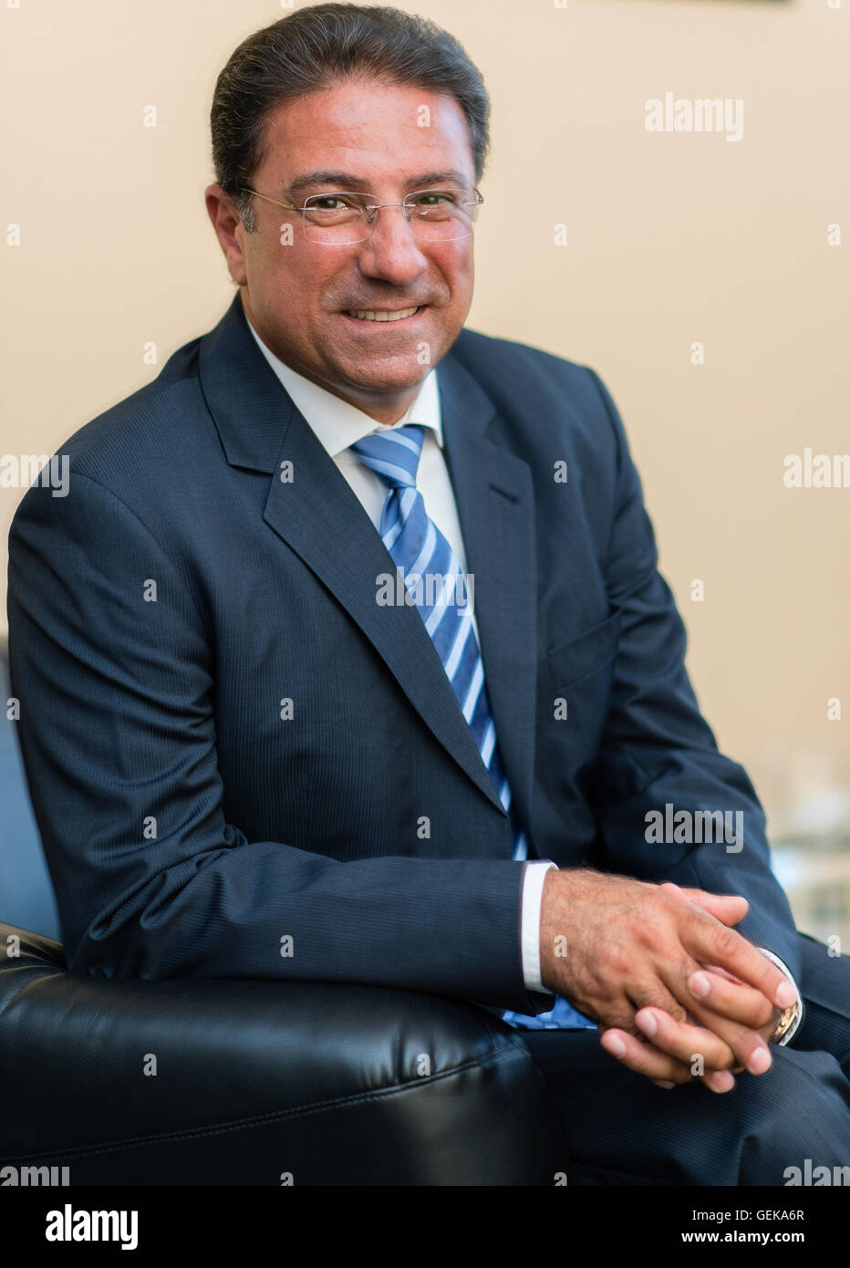 Yazid Shammout, chairman of the Palestinian Community in Hanover, poses ...