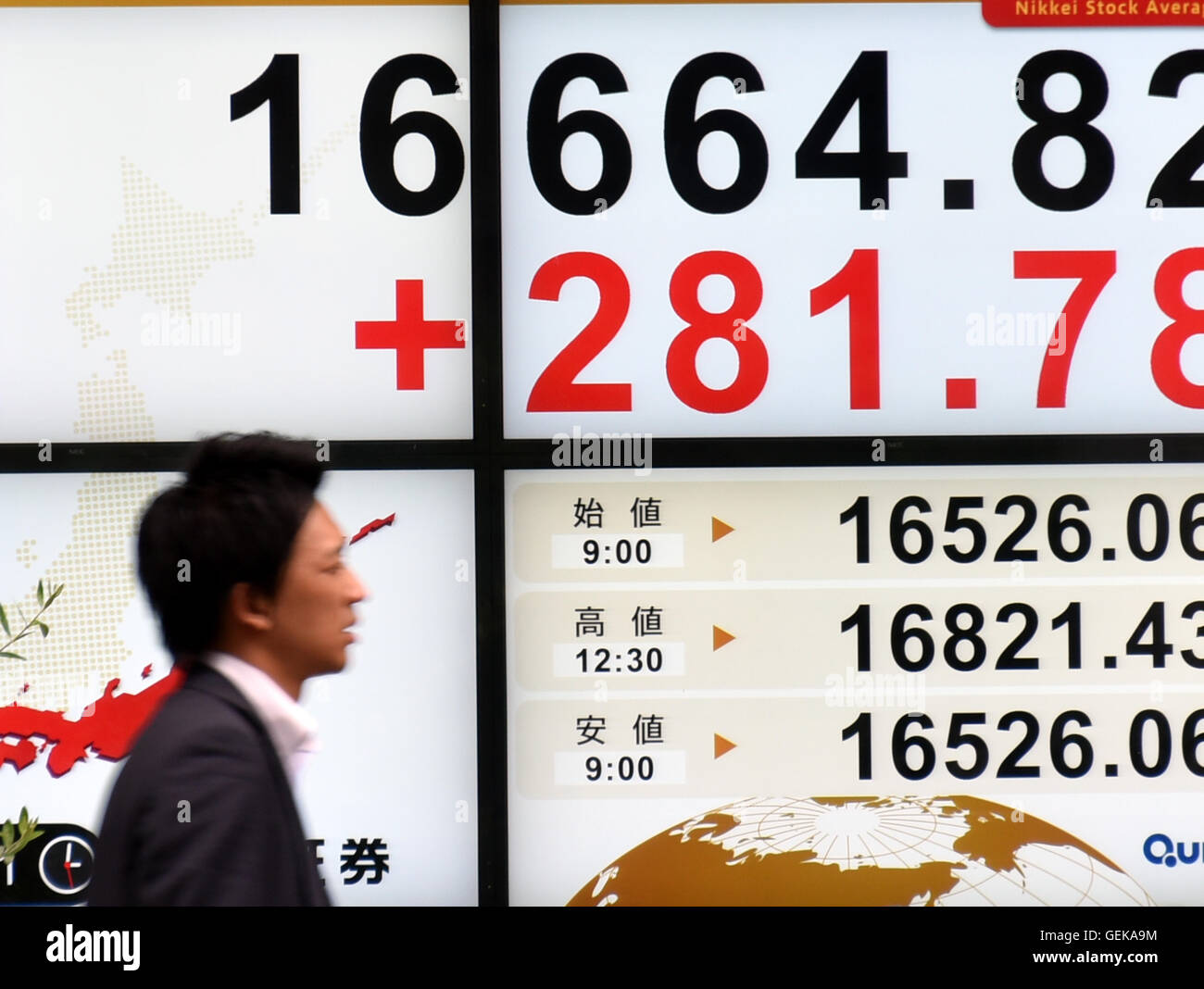 July 27, 2016, Tokyo, Japan - Japanese stocks rise in volatile trading ...