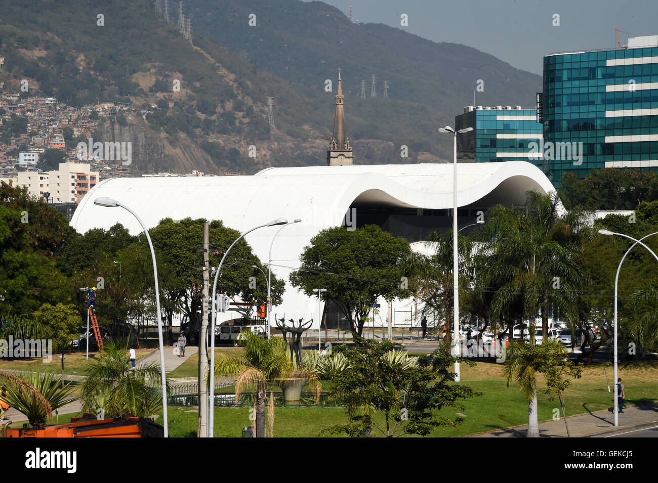 RMC building seen during the opening ceremony of the Rio Media Center ...