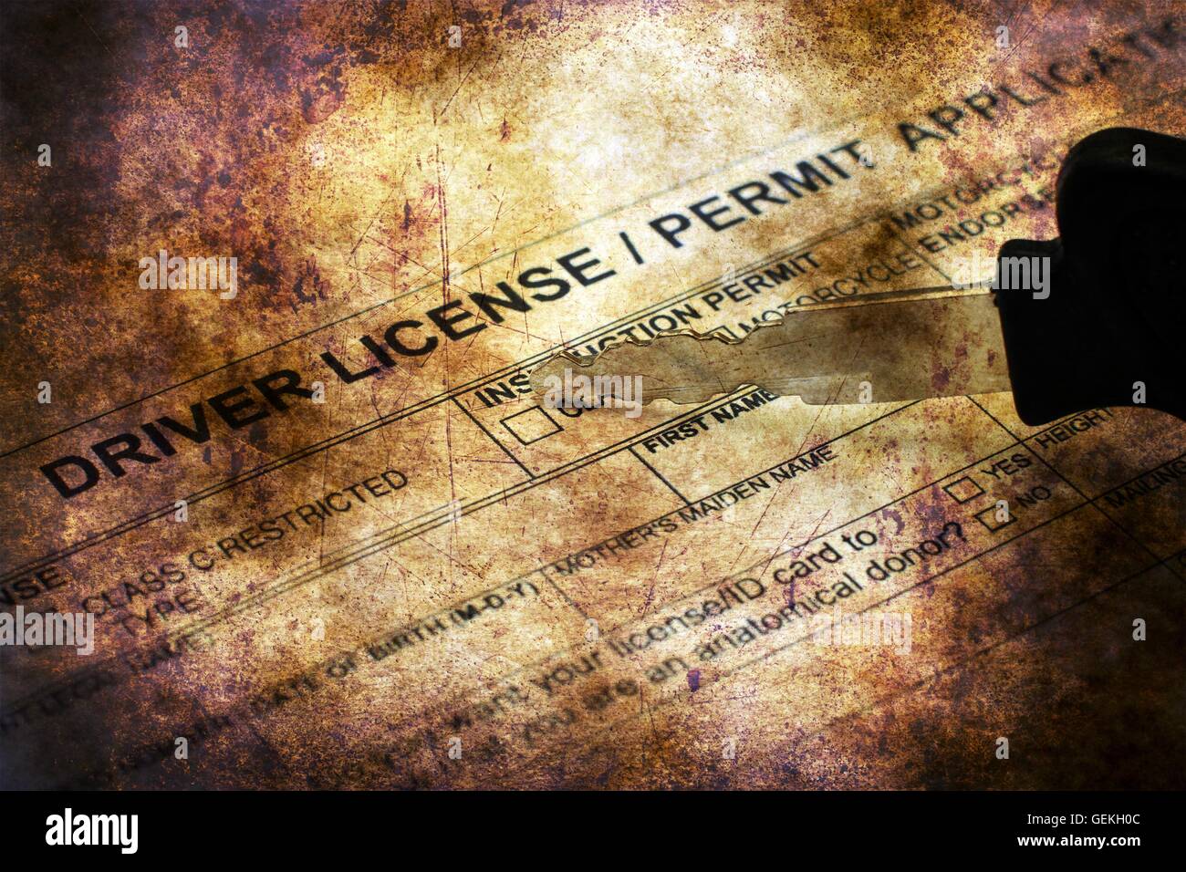 Driver license application grunge concept Stock Photo - Alamy