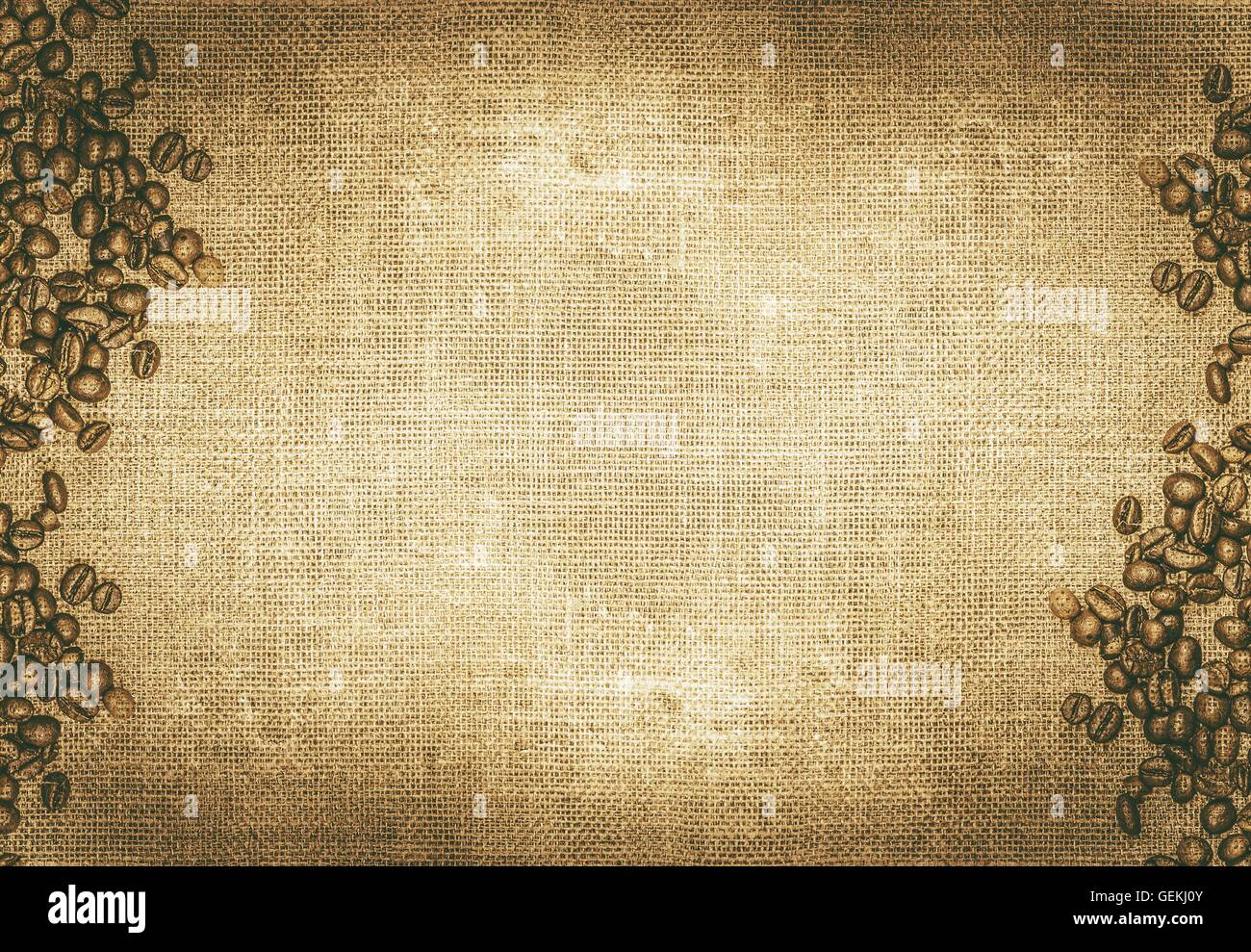 Cafe Coffee Canvas Background with Coffee Beans on the Background Sides ...