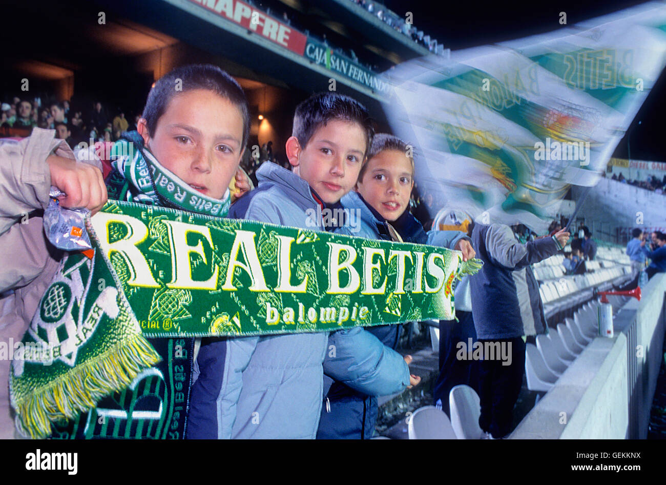 Fans of Real Betis Balompie.In Betis stadium. Sevilla,spain Stock Photo ...