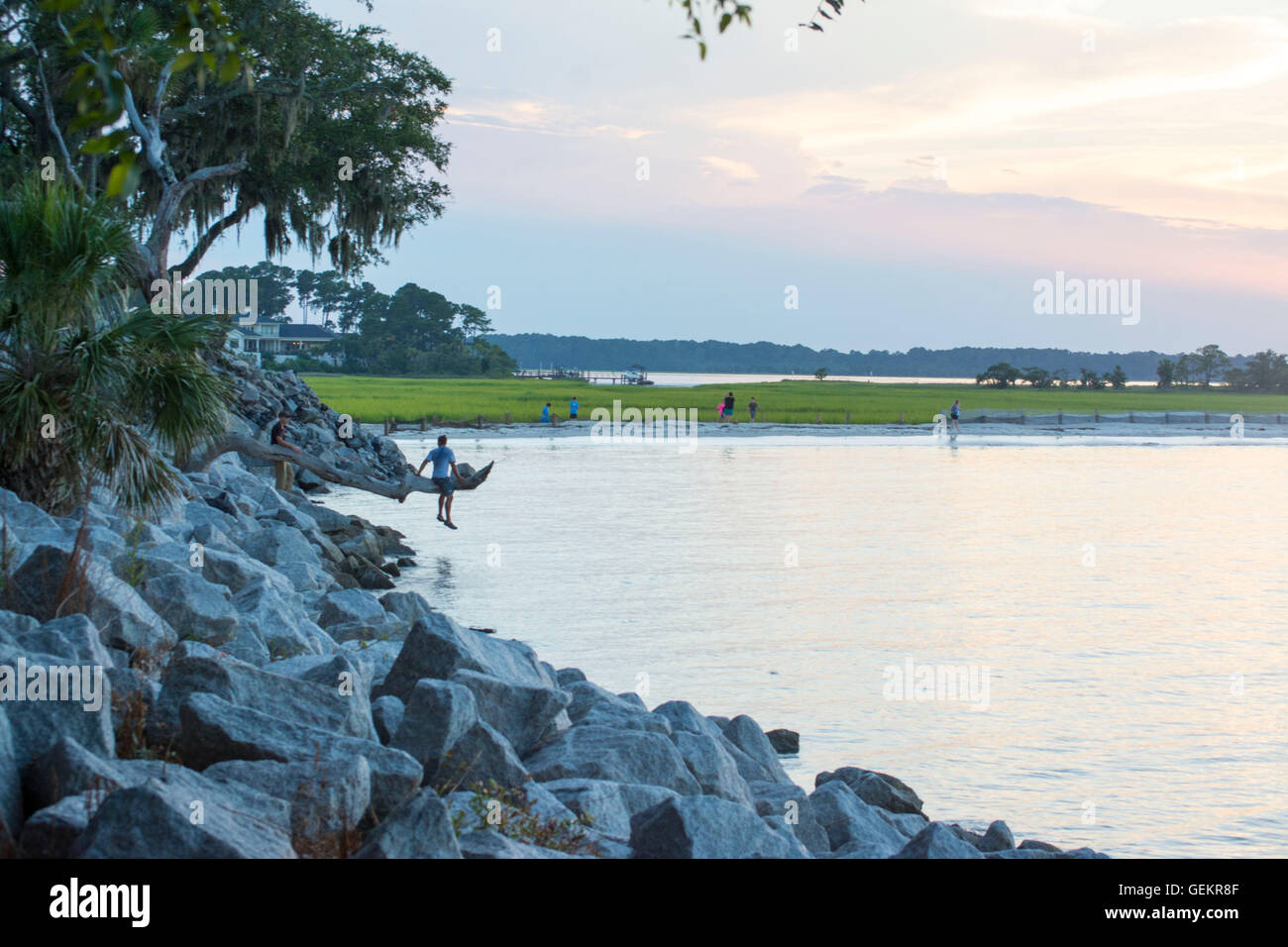 People enjoying sunset view Stock Photo - Alamy