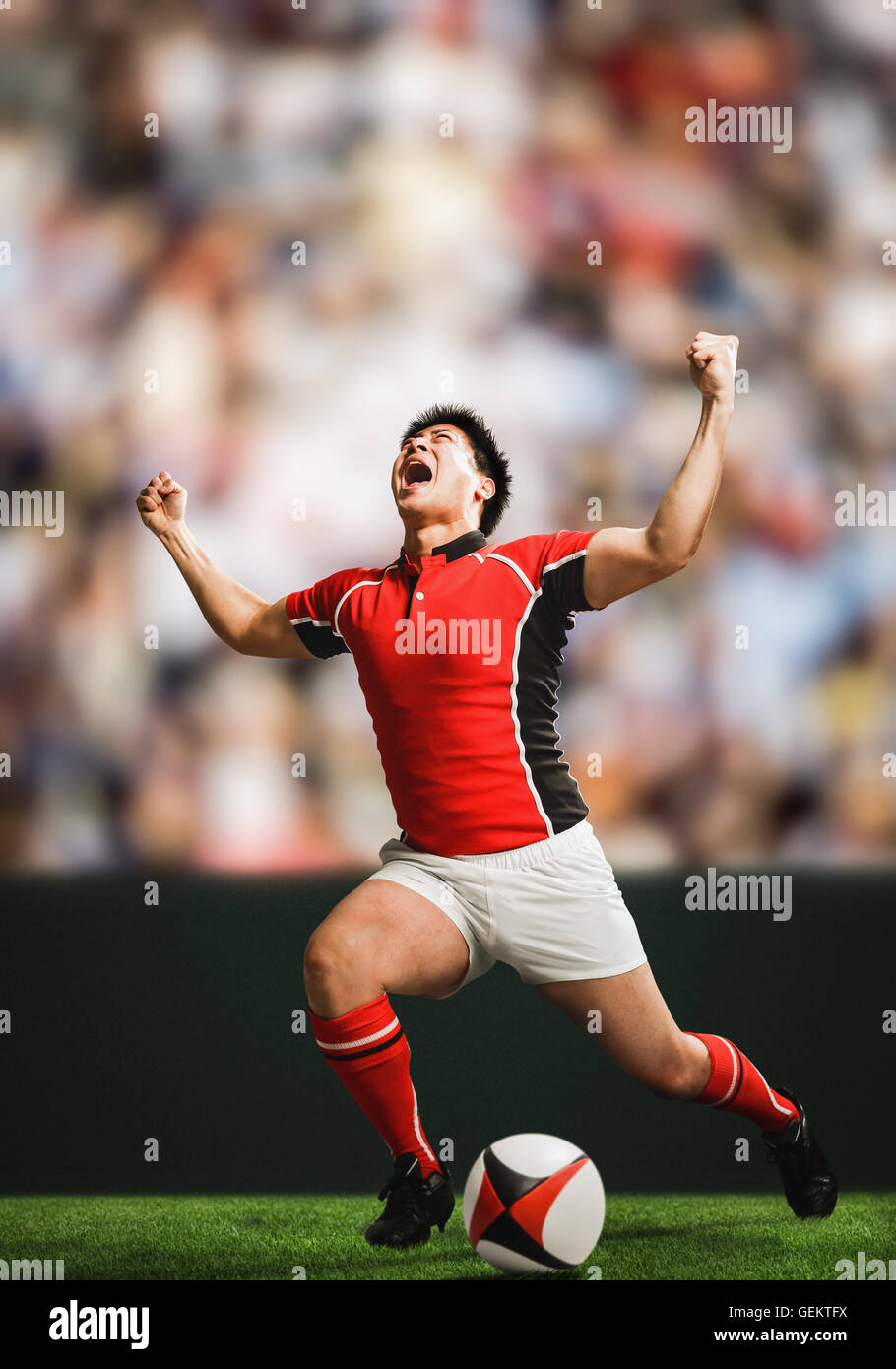 Portrait of Japanese rugby player cheering up Stock Photo - Alamy